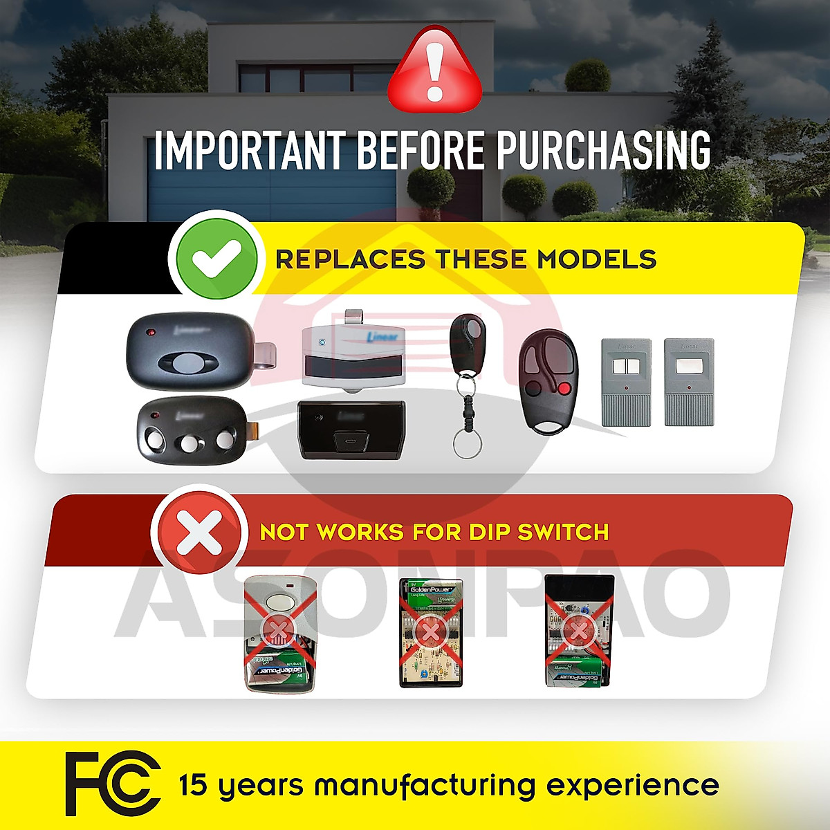 Lots of 2 ACT-31B/MCT-11 Keychain 318MHZ Megacode ld033 Linear Garage Door Opener Remote 3-Year-Warranty Long-Lasting Lithium Battery Ultra-Long Range