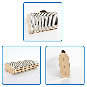 Reberomantic Women Lattice Pattern Metal Handbag Chain Geometric Evening Clutch Purse (Y-Silver)