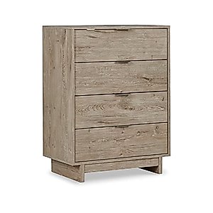 Signature Design by Ashley Oliah Contemporary 4 Drawer Chest of Drawers, Natural Wood Grain