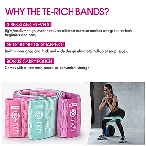 Resistance Bands, Fabric Workout Bands for Women & Men, Cloth Booty Resistance Loop Bands, Non-Slip Thick Squat Bands for Butt, Legs, Thigh, Hip and Glute Excersing, Home Fitness, Pilates, Yoga