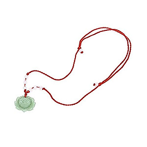 BAIBUE BUESAWAN Natural Green Jade Lotus Pendant Necklace Fashion Lucky Charm Pendant Jewelry