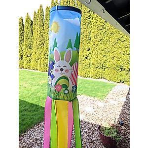 Madrona Brands Spring Easter Bunny Windsock - Durable Outdoor Hanging Yard and Garden Decoration 60-Inch