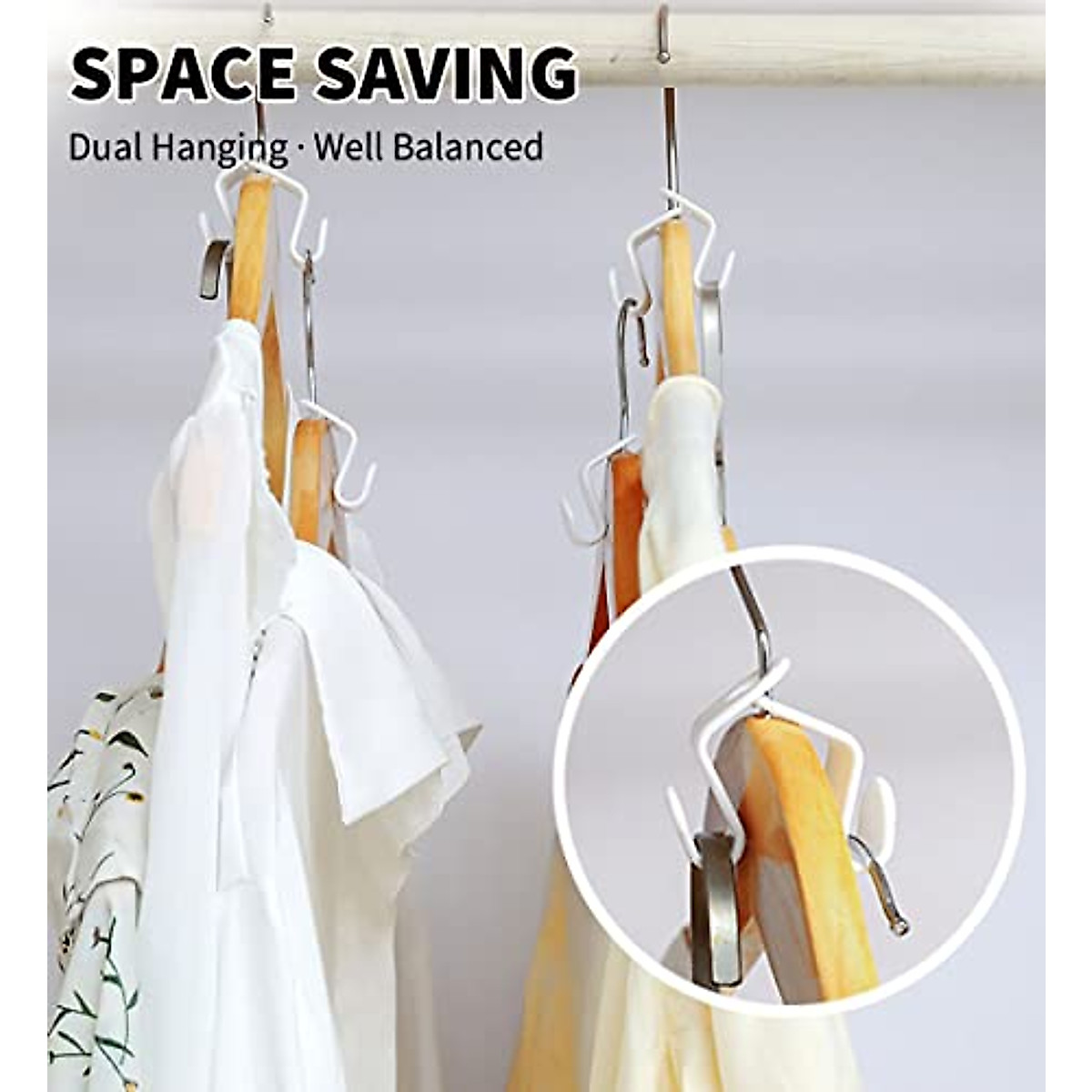 200PCS Clothes Hanger Connector Hooks, 4-Colors Hanger Extender Clips, Plastic Magic Hanger Hooks for Hangers Space Saving and Clothes Closet Organizer