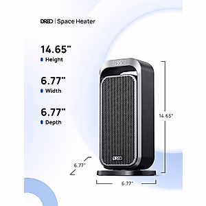Dreo Quiet Space Heaters for Indoor Use, 1500W Electric Heater with Remote, PTC Ceramic Heater with Thermostat, 12H Timer, 70° Oscillation, Digital Display, Fast Safety Room Heater for Bedroom Office