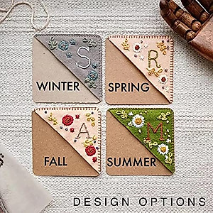 HZXVic Personalized Hand Embroidered Corner Bookmark, Chinese Embroidery Flower Letter Embroidery Bookmarks, Felt Triangle Page Corner Handmade