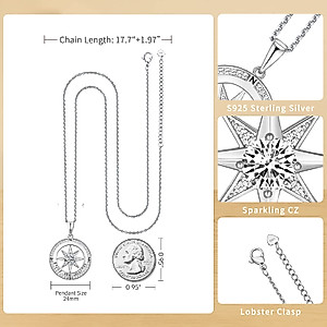 Peeshow Graduation Gifts high school College Silver Compass Graduation Necklace for Women, Best Gift for Daughters Granddaughter, Masters Degree Graduation Presents Jewelry for Women