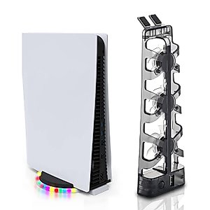 PS5 Cooling Fan with Base LED Light, PS5 Accessories Cooler Fan for PlayStation 5 Digital & Disc Edition Console