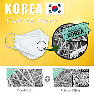 [Airwasher] KF94 Disposable Face Mask - Made in Korea, Black Breathable Reusable Face Mask, Individually Wrapped 4-Ply Adjustable Cloth Masks, 20 Pack