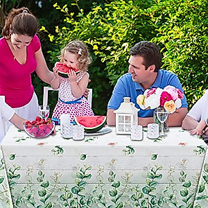 4 Pack Sage Green Eucalyptus Leaf Tablecloth Decorations, Plastic Spring Wood Sage Green Tablecloth Party Decorations, Green Disposable Table Cover for Baby Shower Birthday Wedding Party, 54x108 Inch