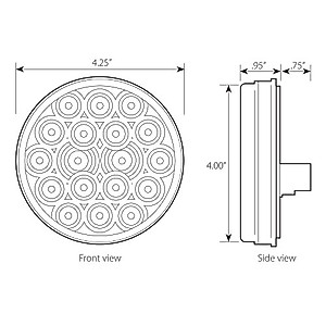 GG Grand General 76016 4 Inches Fleet Red/Clear 18 LED 3 Pin Round Plug Stop/Turn/Tail Sealed Light