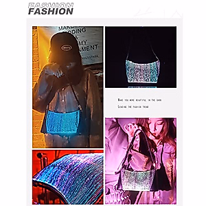 GLOOMALL Women LED Evening Shoulder Bags Fiber Optic Light Up Crossbody Clutch Wallet Glitter Party Trendy Small Handbags Bag (Black)