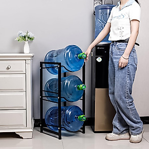 Smaiczm 5 Gallon Water Bottle Holder - Keep Your 5-Gallon Jugs Neatly Organized with a 3-Tier Organizer - Perfect for Kitchen, Pantry, Bar - Sturdy Cast Iron Rack for Convenient Water Jug Storage