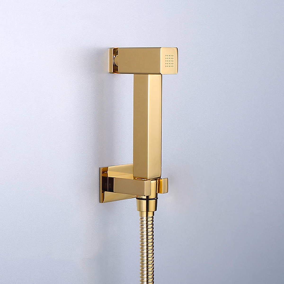 Handheld Bidet Sprayer Kit Gold Single Handle Bidet Tap Sprayer Wall Mounted Cold Water Sprayer with Button Toilet Bidet Douche Spray, Double Outlet