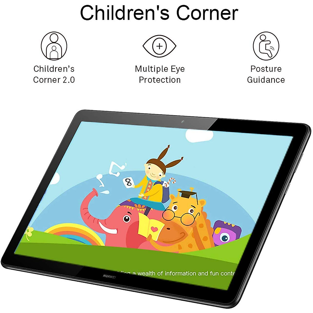 MediaPad T5 Tablet with 10.1" IPS FHD Display, Octa Core, Dual Harman Kardon-Tuned Speakers, 4G LTE, 2GB+16GB, International Version No Warranty (Black)