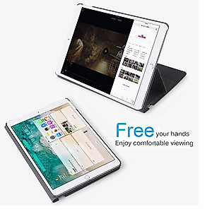 casefromme for iPad Pro 12.9 Keyboard Case,Slim Lightweigh Folio Shell Protective Stand Leather Cover for iPad Pro 12.9 inch 1st & 2nd Generation（2015 & 2017 Black