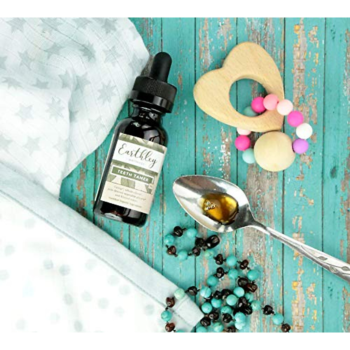 Earthley Wellness, Teeth Tamer, Natural Teething Relief, Soothes Drooling and Irritability due to Teething or Toothaches, Pure, Organic Ingredients, Improved Label, New Larger Size (1.69 oz)