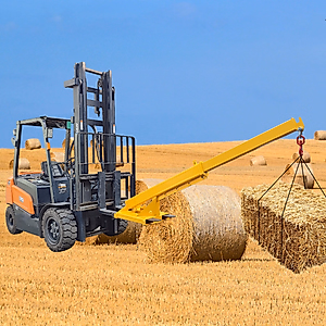 TECHTONGDA Fork Mounted Hoist Jib Boom Crane, 6600LB Capacity Telescopic Boom Lift Crane, 63"-98" Manual Telescoping, Forklift Mobile Crane Lifting Hoist, Forklift Boom Attachments Lifting Equipment