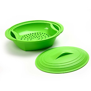 Norpro Silicone Steamer with Insert, Green, 1 Count (Pack of 1)