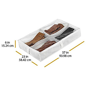 Whitmor Underbed Boot Bag, 4 Section, White