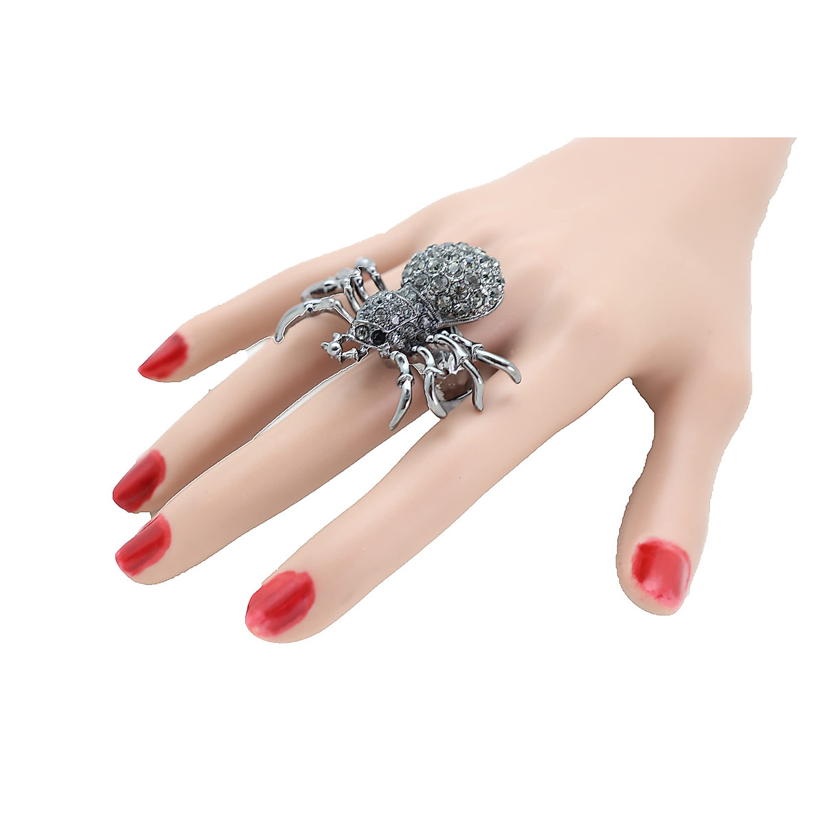 TrendyFashionJewelry Women Fashion Jewelry Spider Ring - Black Metal One Size Elastic Band Insect Scary