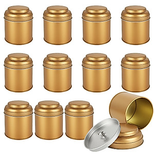 Oungy 12 PCS Small Tea Tin Canisters with Airtight Double Lids 8 OZ Loose Leaf Tea Storage Tea Containers Round Tin Can Box for Loose Tea Spices Cube Sugar
