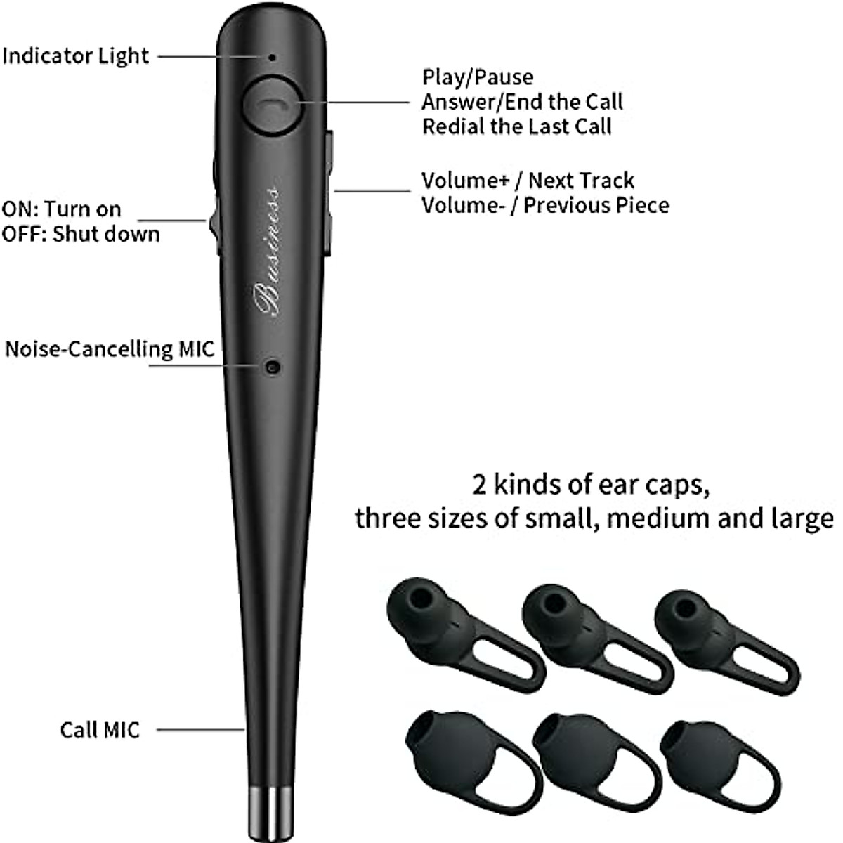 【Qualcomm Chips】 Bluetooth Headset, Wireless Headphone Business earpiece CVC8.0 Dual mic Noise Reduction V5.0 Earbuds HiFi Sound Quality 10 Hrs HD Talk Suitable for Sports/Business/Driver Driving