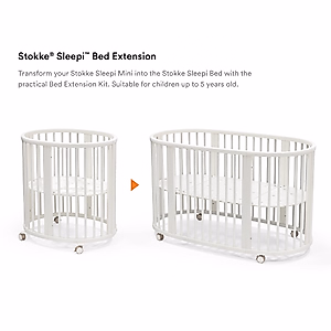 Stokke Sleepi Bed Extension, White - Convert Stokke Sleepi Mini Into Stokke Sleepi Bed - Extends Bed to 55.5” - Suitable for Children Up to 5 Years - Mattress Sold Separately