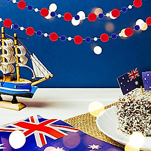 3 Pieces 24.6 Ft Patriotic 4th of July Pom Pom Garlands Wool Felt Ball Garland Red White Blue Pom Pom Garland for Patriotic Party Indoor Outdoor Hanging Decor