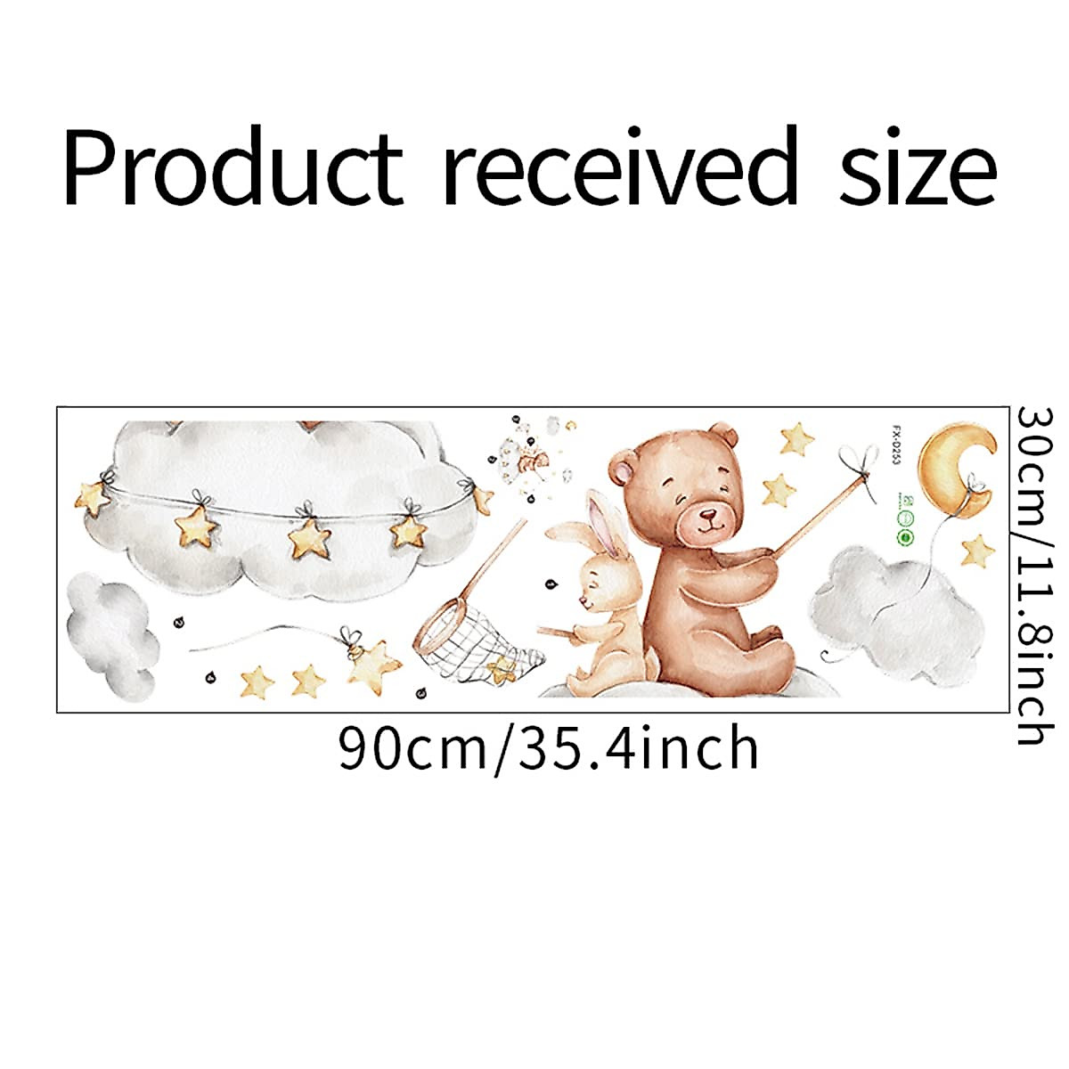 Cute Bear and Bunny on Clouds Nursery Decor Cute Bear and Rabbit with Clouds Stars Wall Decals Vinyl Wall Stickers for Kids Boys Girls Bedroom Daycare Classroom Playroom and Kids Room Wall Decor