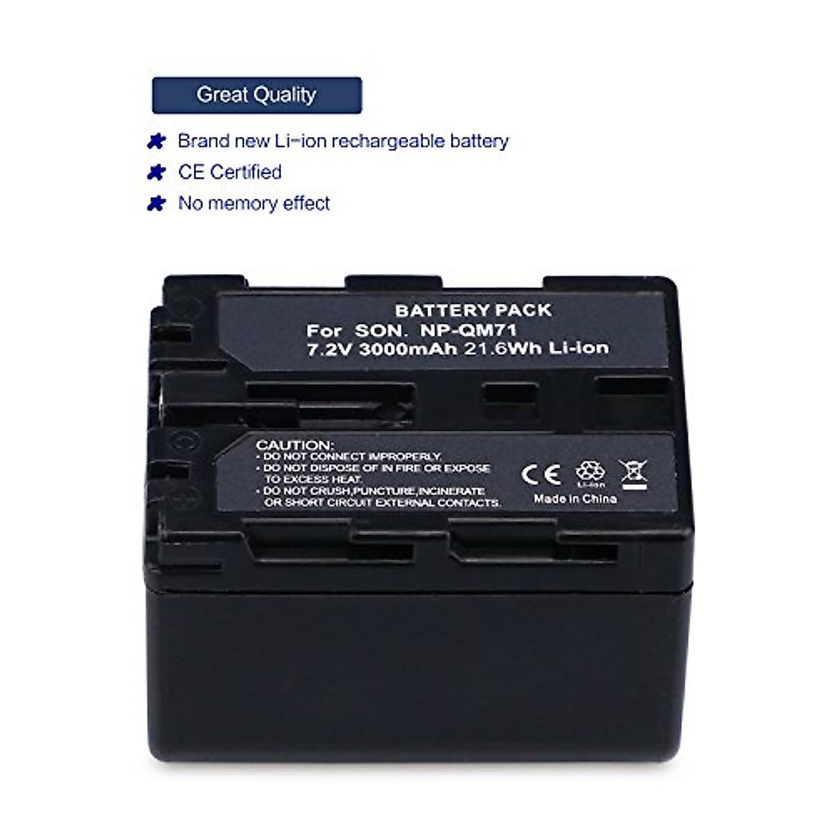 melasta 7.2V 3000mah Li-ion NP-QM71 Battery Compatible with Sony Camcorder NP-QM70 QM71D NP-FM50 NP-FM30 NP-FM70 NP-FM71 NP-FM90 Camera