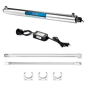 Bluonics Powerful Whole House & Well Water System 55W UV Ultraviolet w/Sediment & CTO Carbon with Solid Blue Housing 2.5"x20" Ideal for Residential and Commercial Use with City/Municipal or Well Water