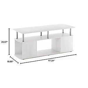 Furinno Jaya Stand for TVs up to 50 Inch with Open Storage, 18.9"D x 47.2"W x 20.12"H, White Oak/Stainless Steel Tube