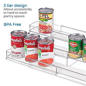 iDesign 64140 iDesign Linus Plastic Expandable Multi-Level Spice Rack, 3-Tiered Customizable Organizer for Kitchen, Bathroom, Office Cabinet and Countertop, 26.29" x 9.50" x 4.11" extended, Clear
