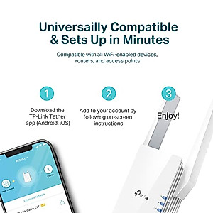 TP-Link AX1500 WiFi Extender Internet Booster, WiFi 6 Range Extender Covers up to 1500 sq.ft and 25 Devices,Dual Band up to 1.5Gbps Speed, AP Mode w/Gigabit Port, APP Setup, OneMesh Compatible(RE505X)
