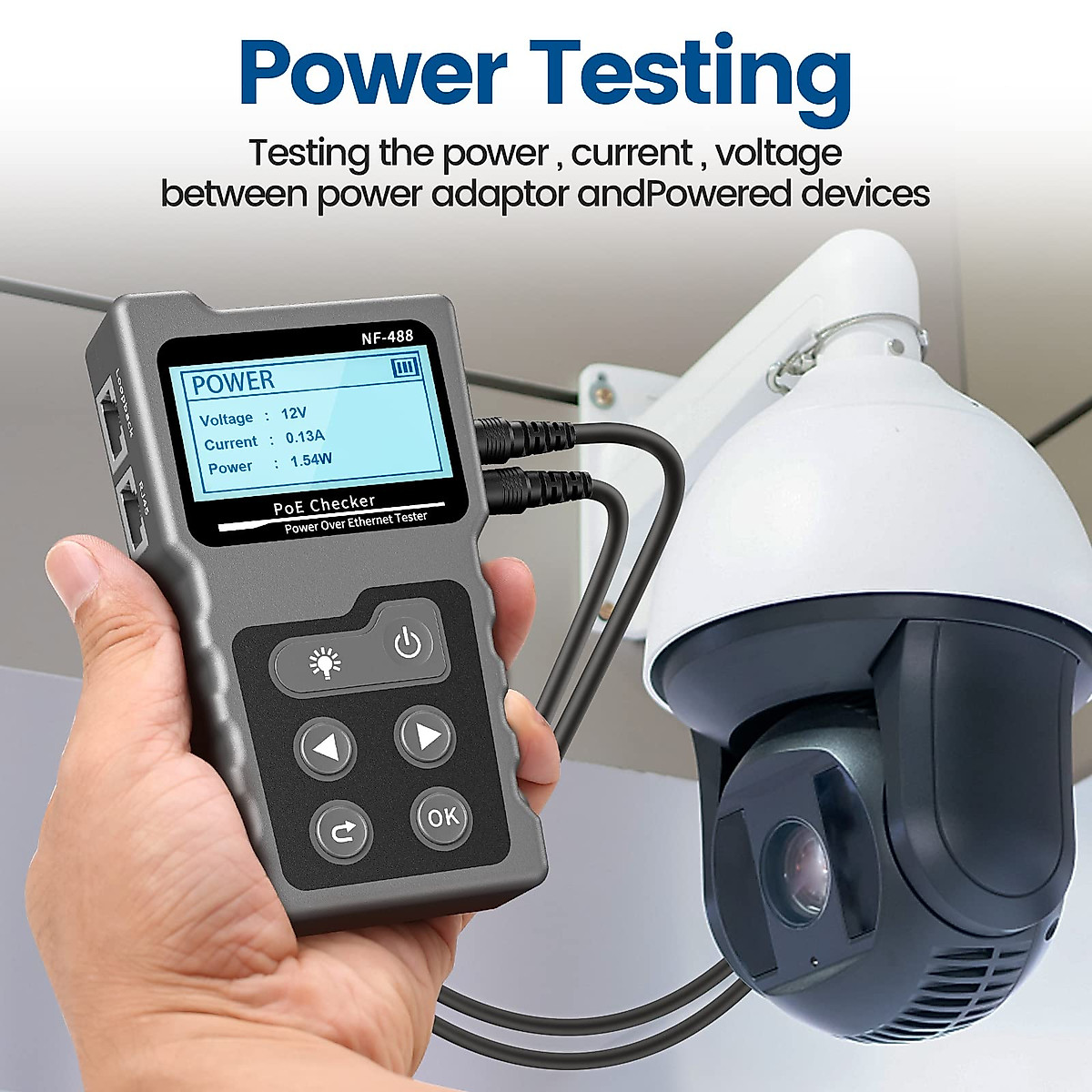 RJ45 Network Cable Tester, VXSCAN Multifunction Poe Ethernet Cable Tester Kit for CAT5e/CAT6/CAT6a, Network Cable Continuity Tester DC Power & Switch Loop-Back Test Poe Checker