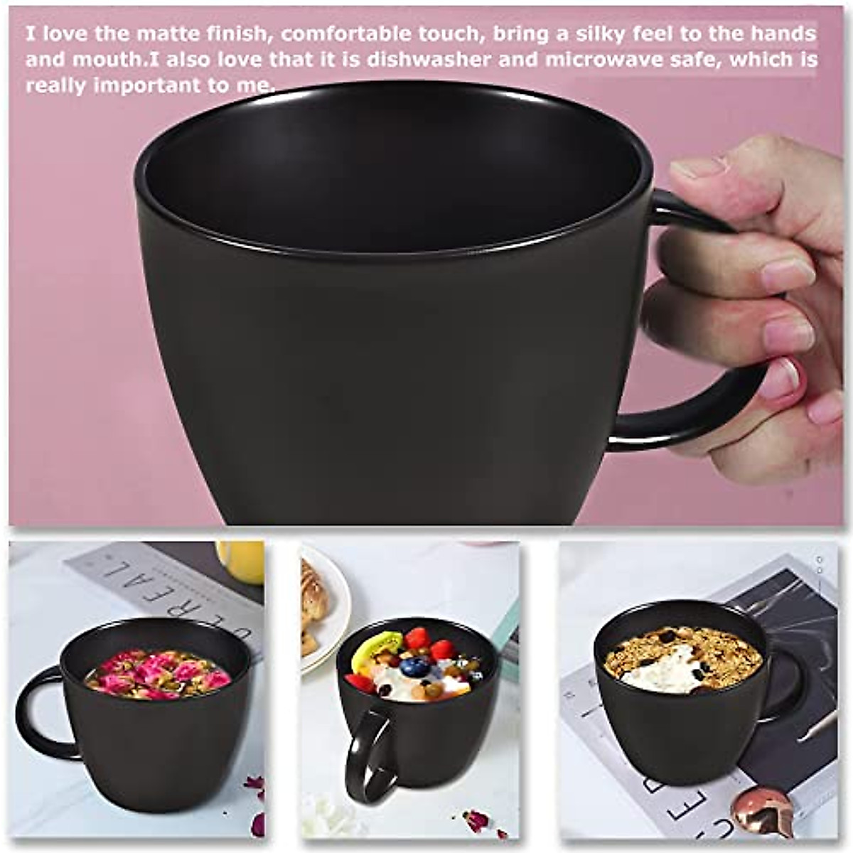 Matte Black Big Coffee Mug 30 oz Ceramic Tea Cup Extra Large Soup Bowl with Handle Microwave Safe, Gifts for Men Women Mom Dad Boyfriend Husband Wife or New Kitchen House Warming Presents