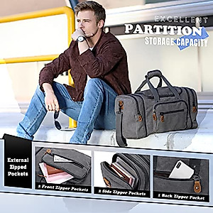 Gonex Canvas Duffle Bag for Travel 50L Expandable Duffel Weekend Overnight Bag men (Gray)
