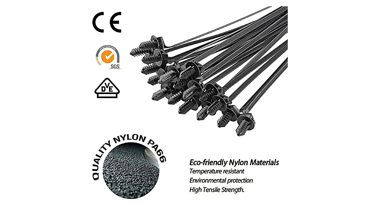 160Pcs Nylon Push Mount Cable Ties - Heavy Duty External & Indoor Use