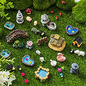 240 Pcs Miniature Fairy Garden Accessories, Including Animals, Mini Houses, Table and Chairs and Dollhouse Decoration, Miniature Figurines, Micro Landscape Ornaments, Garden DIY Kit, Birthday Gift