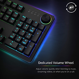 TECWARE Spectre Pro, RGB Mechanical Keyboard with Volume Knob, Full Size 104 Keys (Outemu Red)