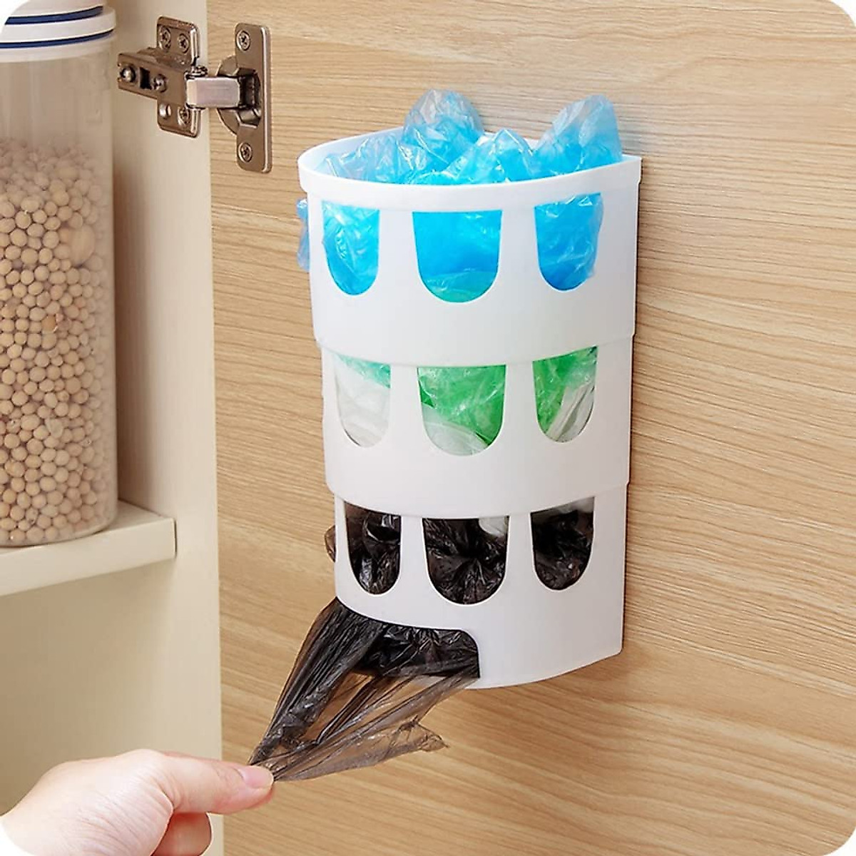 FAVOMOTO Bag Saver Trash Bag Holder Trash Bag Organizer Paper Towel Dispenser Napkin Dispenser Hollow Grocery Bag Dispenser Wall Mounted Desk Dispenser Bags for Wall-mounted Tissue White