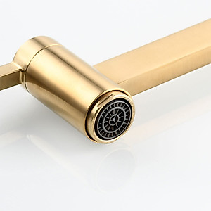 Brushed Gold Pot Filler Faucet Wall Mount, Biveah Brass Folding Kitchen Sink Faucet Single Hole, KLB011BG