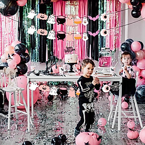 Pink Halloween Hanging Ghost Banners Halloween Party Banner Decor for Haunted House Porch Yard Fireplace Halloween Party Supplies Halloween Girls Birthday Baby Shower Happo Day Spooky Party Favors