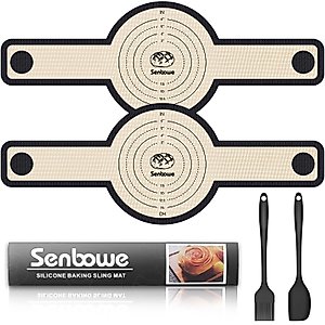 Senbowe 2 PCS Silicone Bread Sling for Dutch Oven, Non-Stick & Easy to Clean Reusable Silicone Bread Baking Mat Sheet Liner with Extra Long Handles, Easy to Transfer Sourdough Bread Baking Supplies