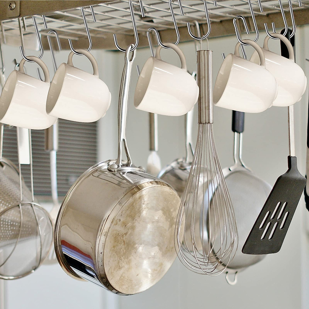 CZYJOE 30 Pack Heavy Duty S Hooks Pan Holders Pot Rack Hooks for Hanging Kitchenware, Utensils, Mugs, Bags, Plants, Clothes