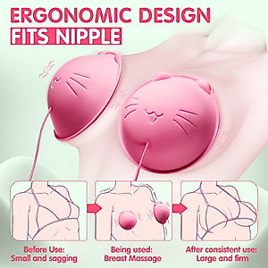 Nipple Toy Vibrator, Vibrating Nipple Clamps Sucking Stimulator Massager with 10 Powerful Vibration，Rechargeable Adult Sex Toys for Women Couples Pleasure Pink