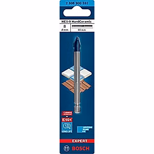 Bosch Professional 1x Expert HEX-9 HardCeramic Drill Bit (for Roof tiles, Tiles, Ø 8,00 mm, Accessories Rotary Impact Drill)