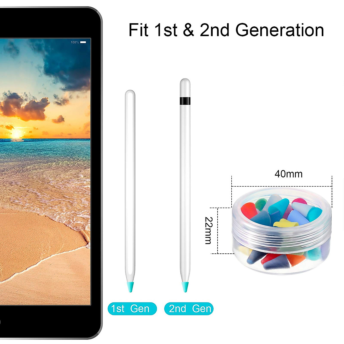 Weewooday 24 Pieces Silicone Nibs Covers Compatible with Pencil 1st and 2nd Generation, Pencil Tip Cover Anti-Slip Protective Cover Noiseless Drawing Writing, 12 Colors