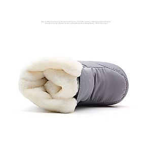 Kuner Newborn Baby Boys and Girls Waterproof Winter Warm Snow Boots Crib Shoes (13cm(6-12Months),Grey)