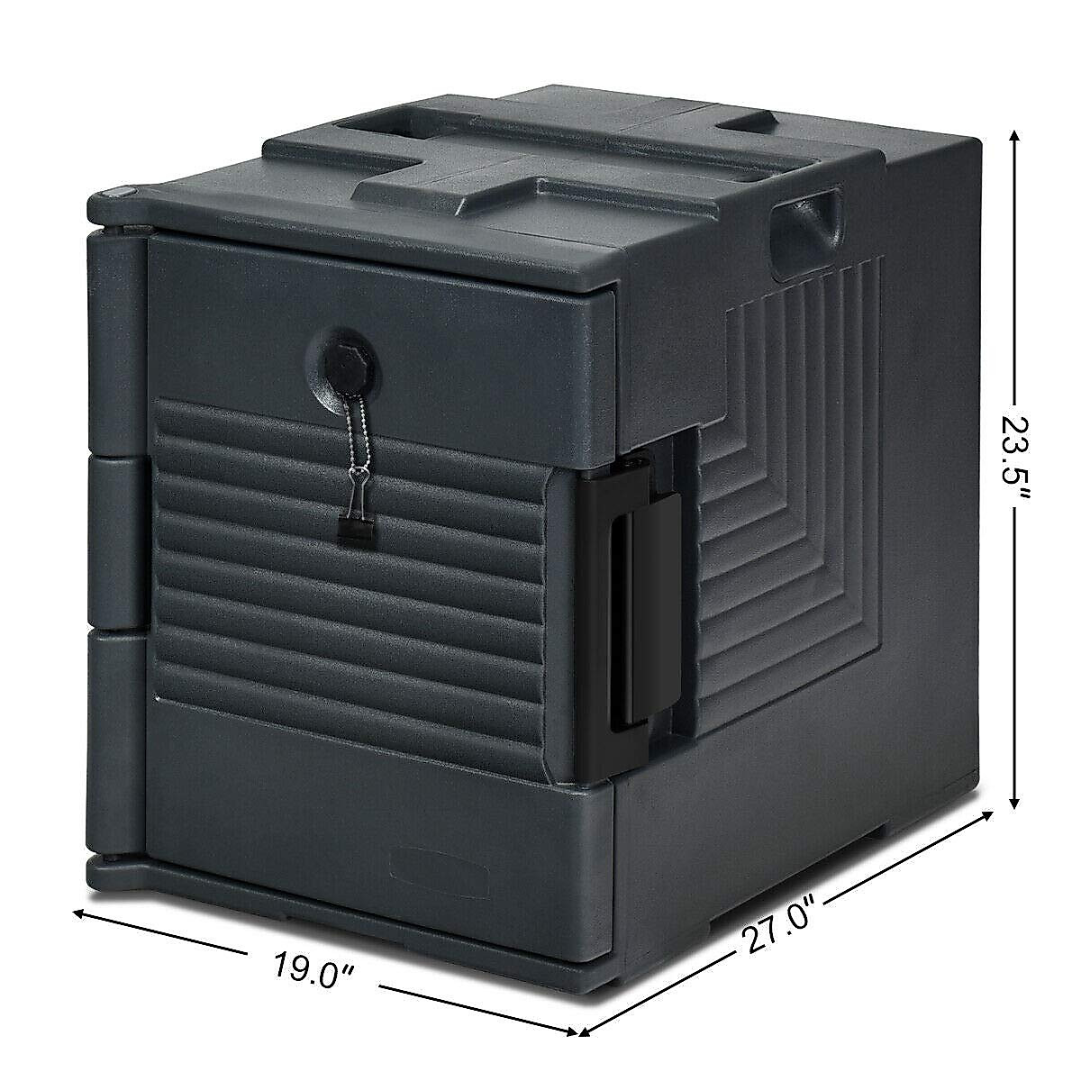 Giantex Insulated Food Pan Carrier, 95 Quart Front Loading Food Container for 6 Full Size Pans, Portable Food Warmer Box with Handles for Storage Catering Parties Buffet, Gray